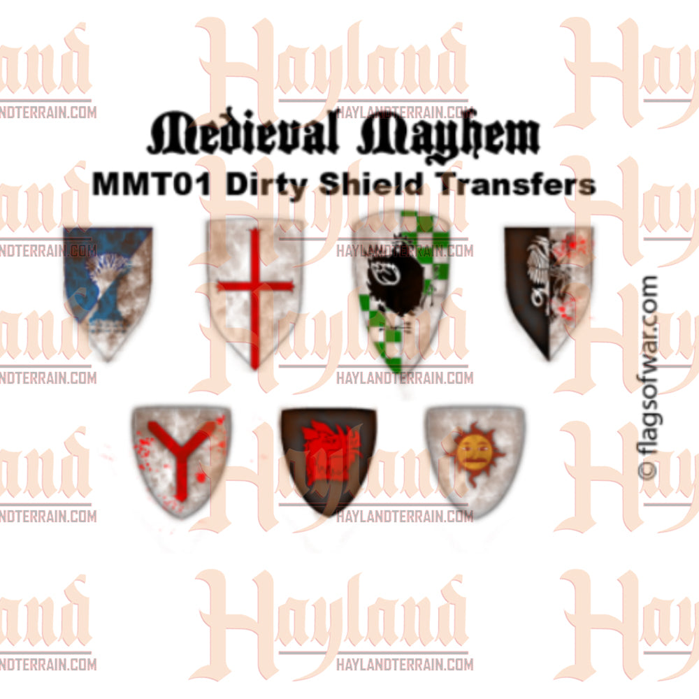 Medieval Mayhem Shield Transfers - Dirty – Hayland Terrain