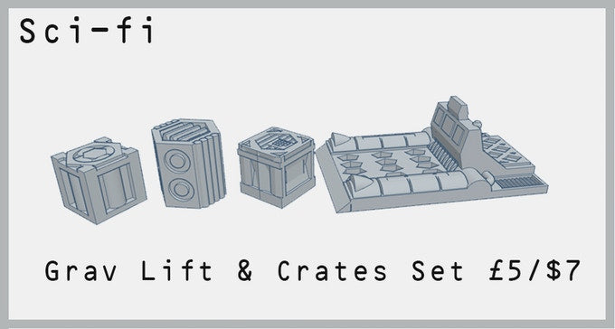 Sci-fi Grav Lift & Crates Set – Hayland Terrain